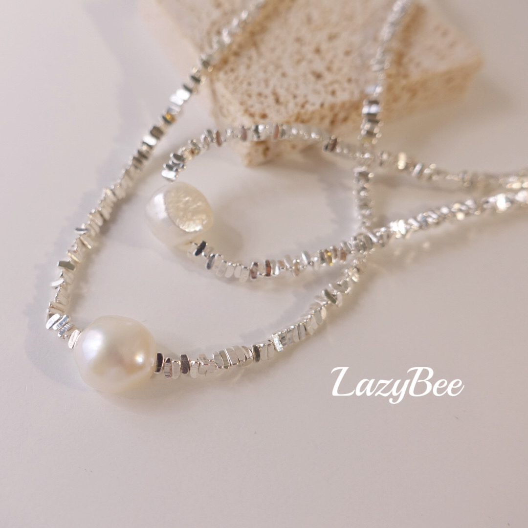 Aurora黎明女神 碎銀子珍珠項鍊 - Lazybee