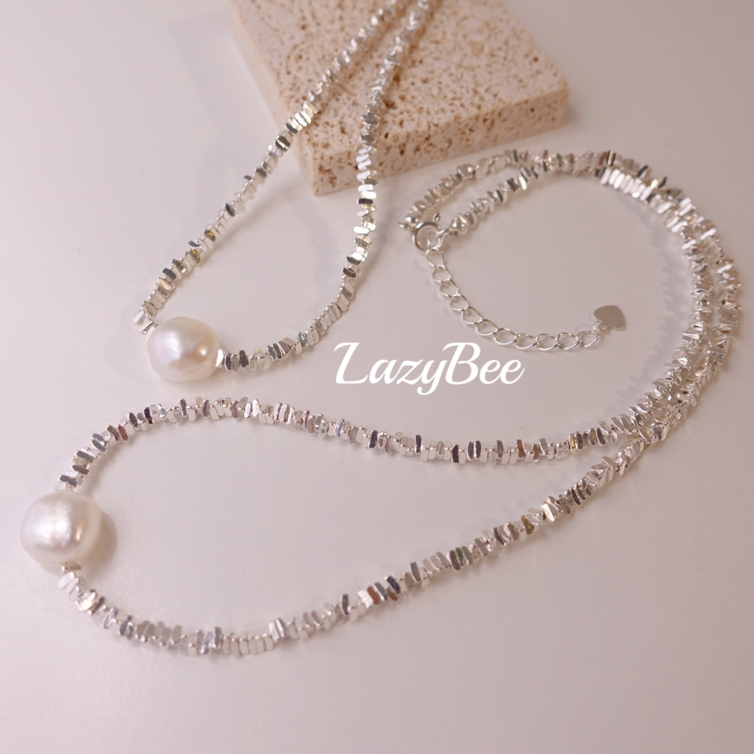 Aurora黎明女神 碎銀子珍珠項鍊 - Lazybee
