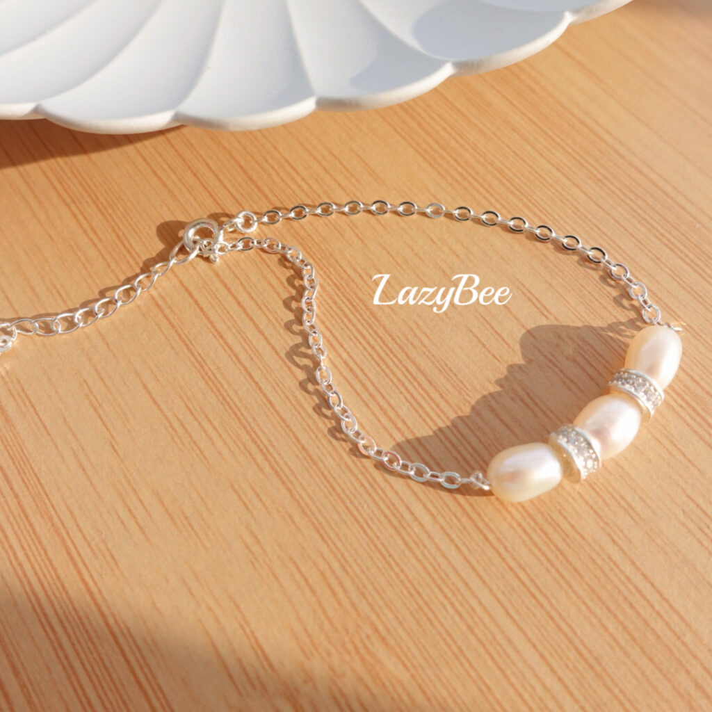 《原創手作》暗語｜天然淡水珍珠閃耀鋯石手鍊｜925純銀 - Lazybee