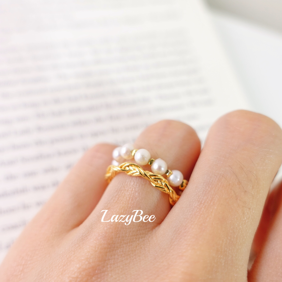 韓國小眾飾品｜細緻麻花925純銀 開口戒指｜現貨 - Lazybee