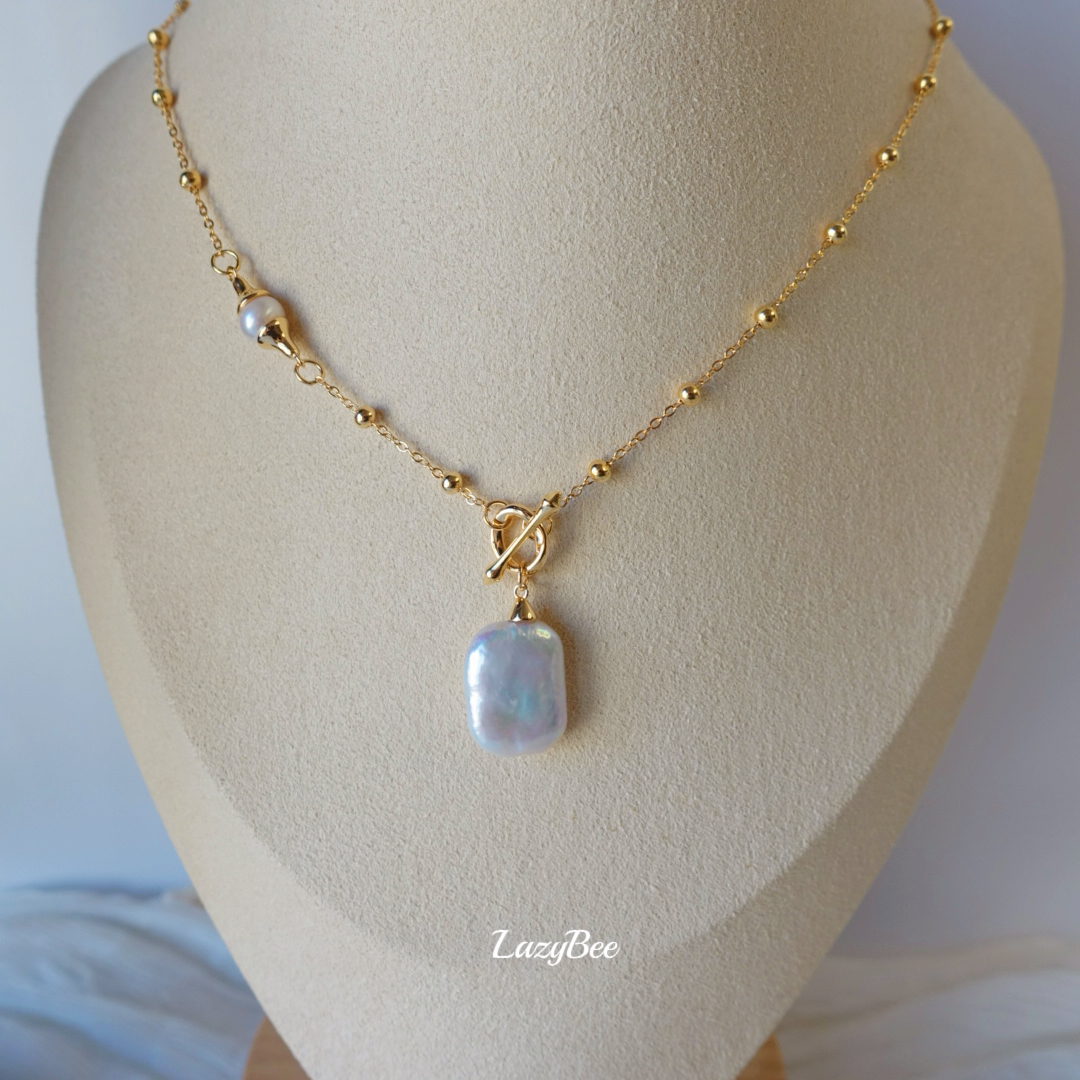 設計師款｜巴洛克珍珠OT純銀項鍊 - Lazybee